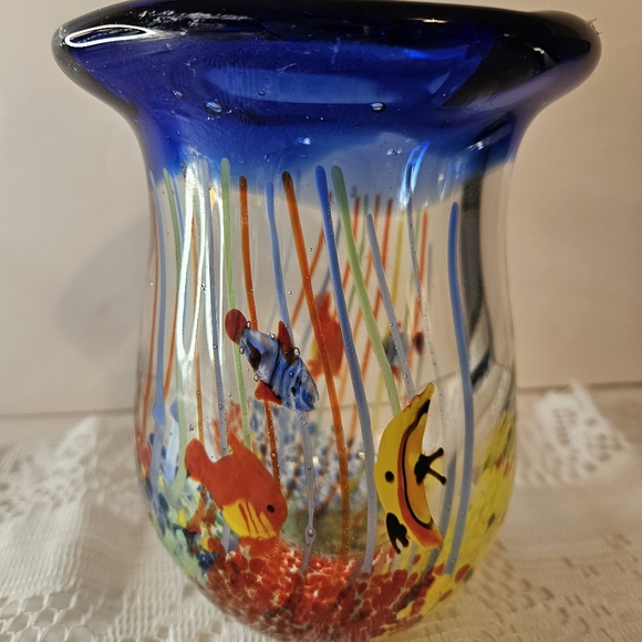 Murano | Art | Murano Fish Tank Aquarium Barbini Glass Vase Cobalt Blue ...